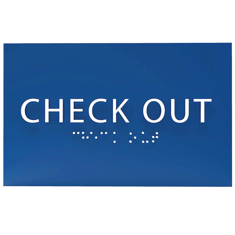 ADA CENTRAL SIGNS - 6" X4" Check Out Sign - ADA Compliant Tactile ...