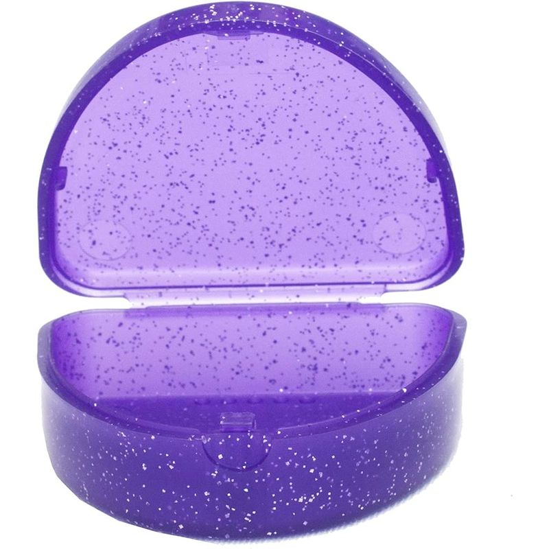 Slim Orthodontic Retainer mouthguard Denture case Box (Purple Glitter ...