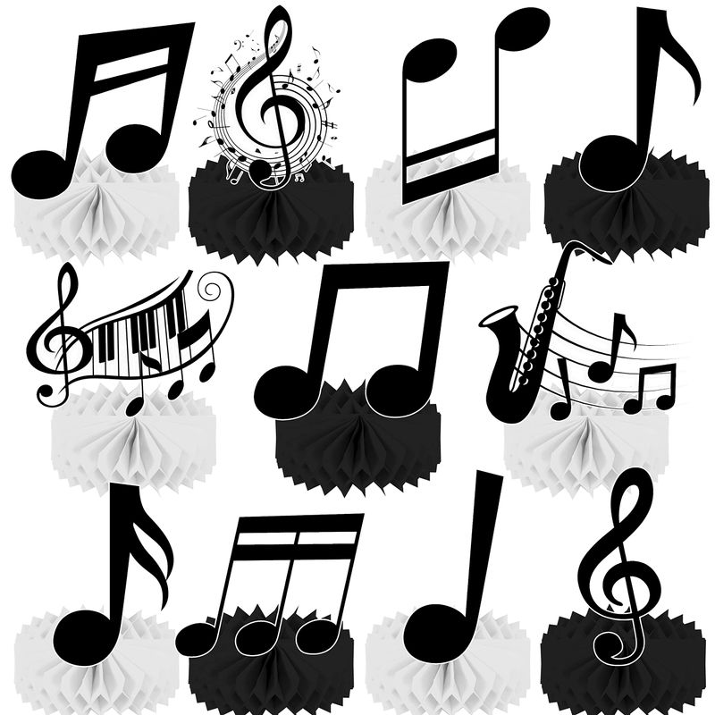 Musical Notes Party Table Decorations 11Pcs Music Party Honeycomb ...