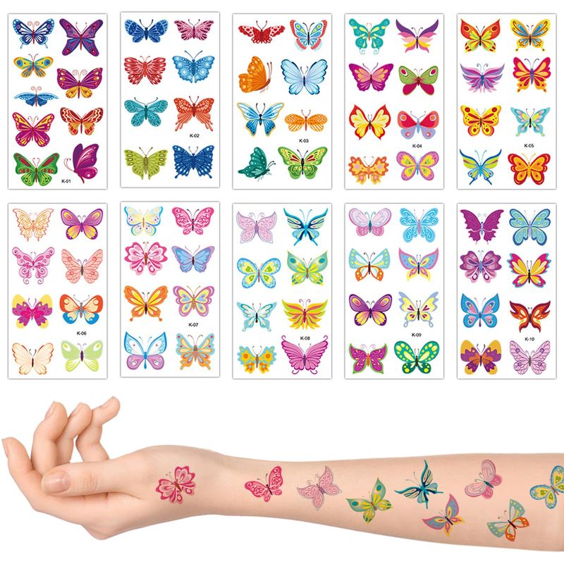 10 Sheets Butterflies Temporary Tattoos Stickers for Kids,Childrens ...