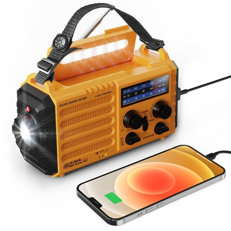 Mesqool Wind Up Radio, Hand Crank Solar Radio with Torch/Flashlight and ...