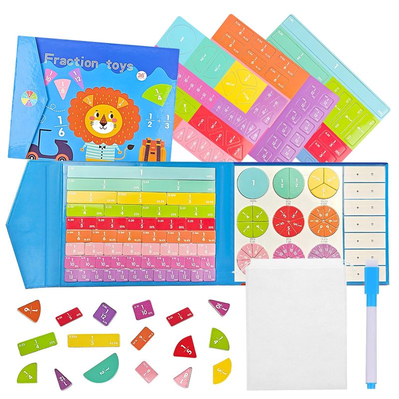 Montessori Magnetic Book Fraction Puzzle for Children, Magnetic ...