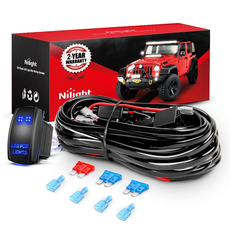 Nilight 16AWG LED POD Lights Wiring Harness Kit LED Light Bar 12V 5Pin ...