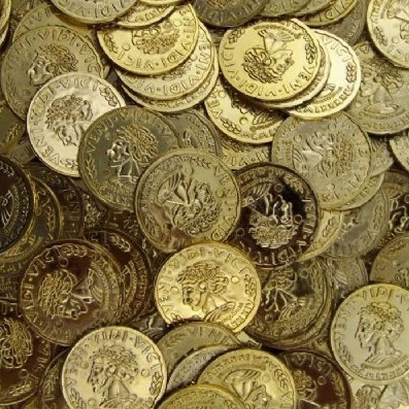 3 Bags - Toy Plastic Money Gold Coins 144 Count Bag Pirates Loot Veni ...