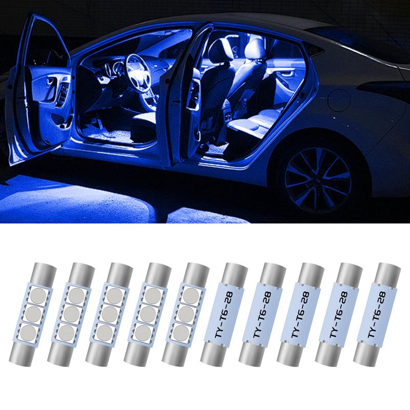 UZZH 10 PCS Car 28mm LED Sun Visor Mirror Lights, 6614F/6612F 5050-3SMD ...