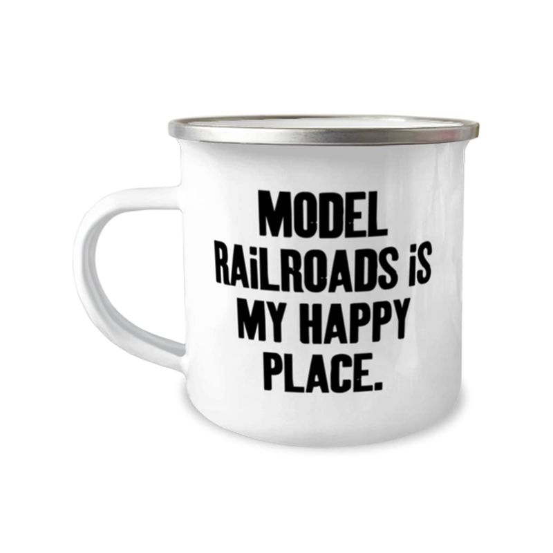 Reusable Model Railroads 12oz Camper Mug, Model Railroads is My Happy ...