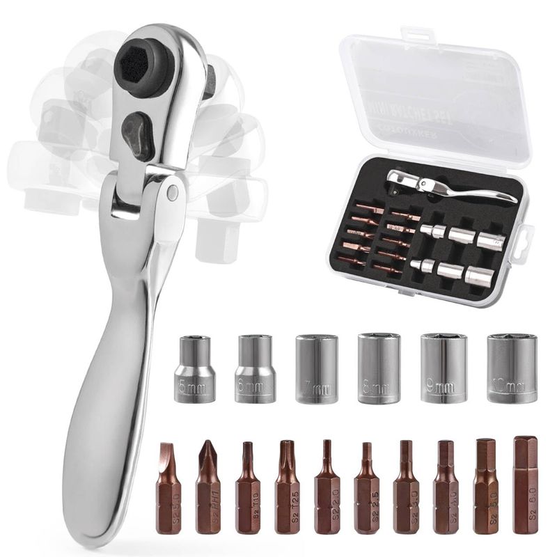 COTOUXKER Mini Ratchet Set, Right Angle Screwdriver set with 1/4 Mini ...