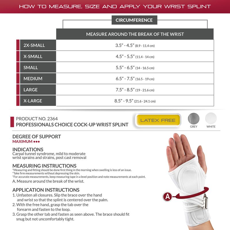 OTC Wrist Splint, Prop-Up Lacing for Carpal Tunnel Relief, Canvas ...