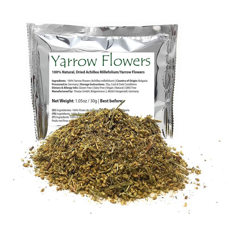 Yarrow Flowers - Ingredients: 100% Yarrow Flowers (Achillea Millefolium ...