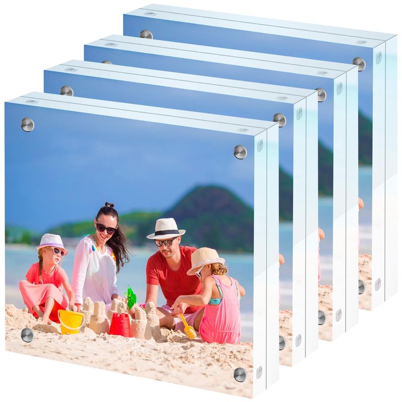 CACASO 4 Pack 4x4 Inch Acrylic Picture Frames, Clear Double Sided ...