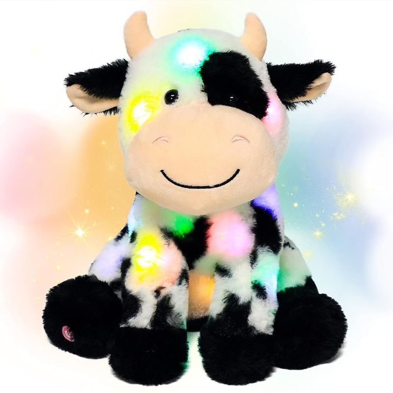 Hopearl LED Plush Smile Cow Light up Stuffed Animal Diary Cattle Floppy ...