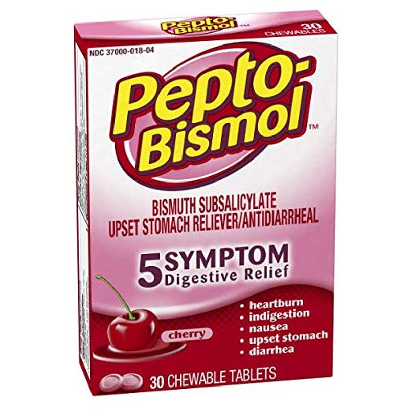 Pepto-Bismol 5 Symptoms Digestive Relief Chewable Tablets, Cherry 30 ea ...