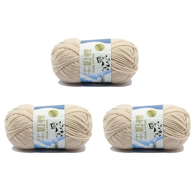 3 Pieces 50g Mix Milk Cotton Yarn Handmade Crochet Knitting Acrylic ...