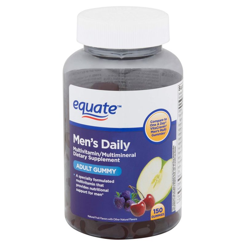 Equate Men's Daily Adult Gummy Multivitamins, Fruit, 150 Gummies ...