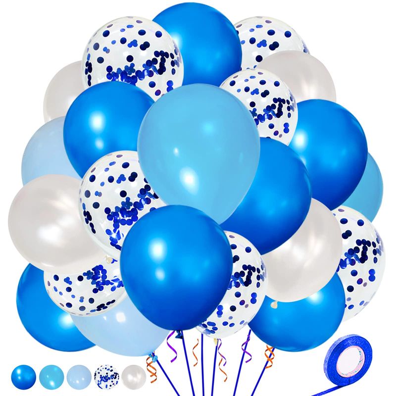 Royal Blue Latex Balloons 12 Inch Blue Confetti balloon pearl White ...