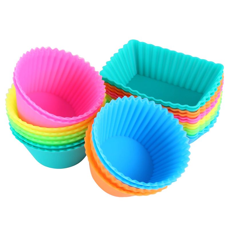 IPOW 24 Pack Silicone Cupcake Baking Cups Reusable Food-Grade BPA Free ...