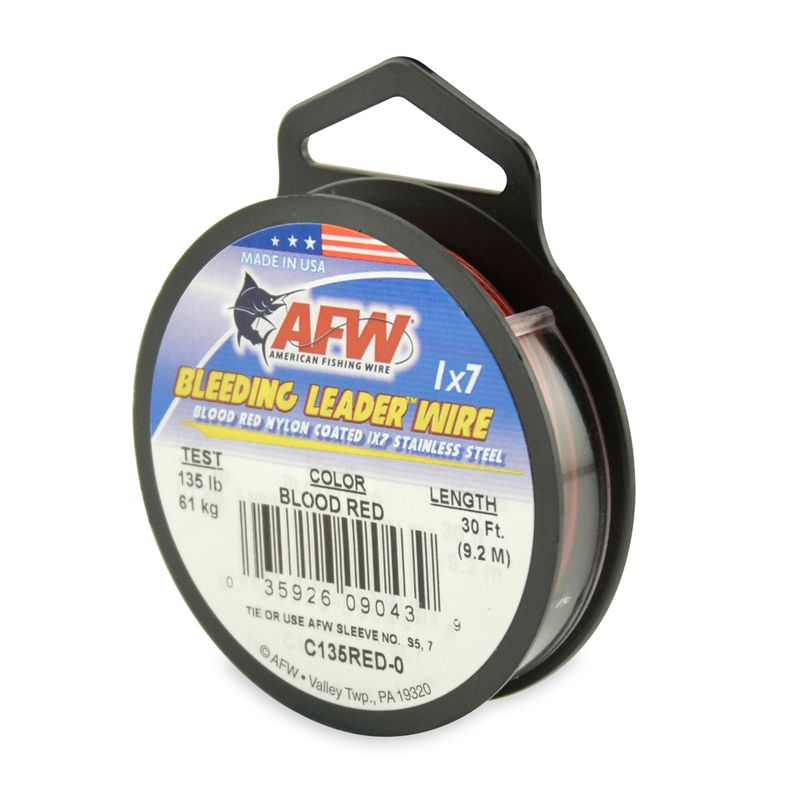 American Fishing Wire Bleeding Leader Blood Red Nylon Coated 1x7 ...