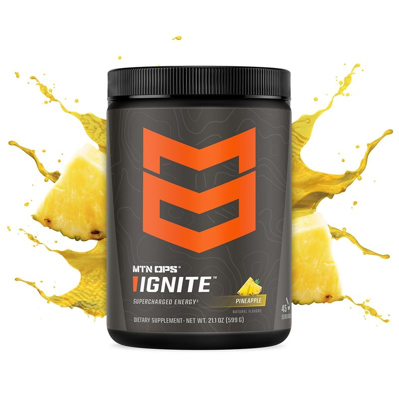 MTN OPS Ignite Supercharged Energy Drink Mix 45-Serving Tub, Pineapple ...