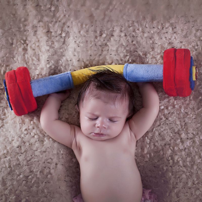 WOD Toys Baby Barbell Plush with Rattle & Sensory Sounds - Safe, Soft ...