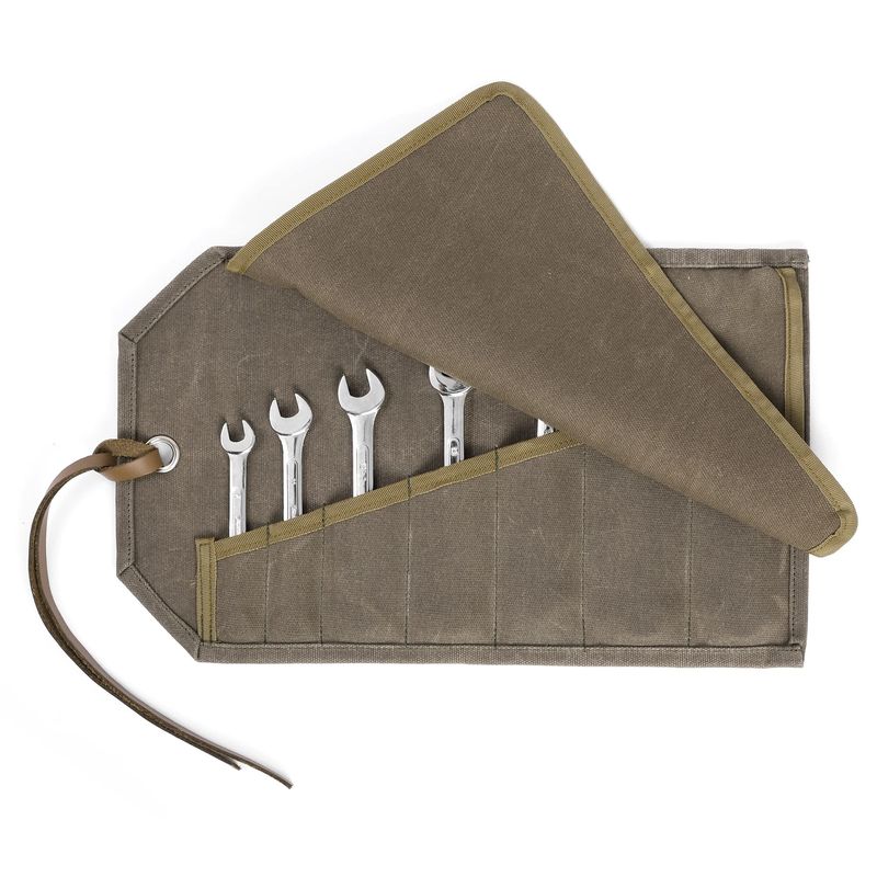 Wrench Set Roll, Heavy Duty 16 oz Waxed Canvas Tool Organiser Case ...
