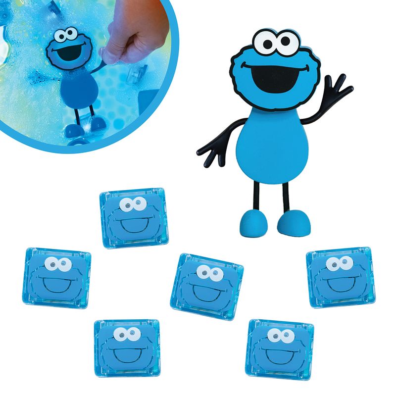 Glo Pals x Sesame Street Cookie Monster Water-Activated Bath Toy with 6 Reusable Light-Up Cubes ...