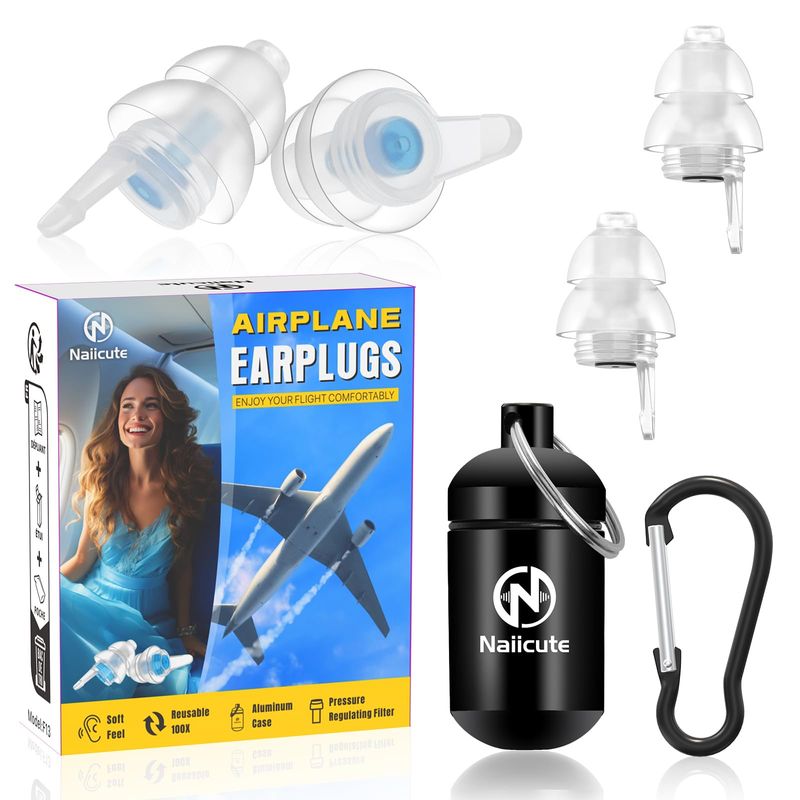 Naiicute Ear Plugs for Flying, Air Pressure Regulating Earplugs Prevent ...
