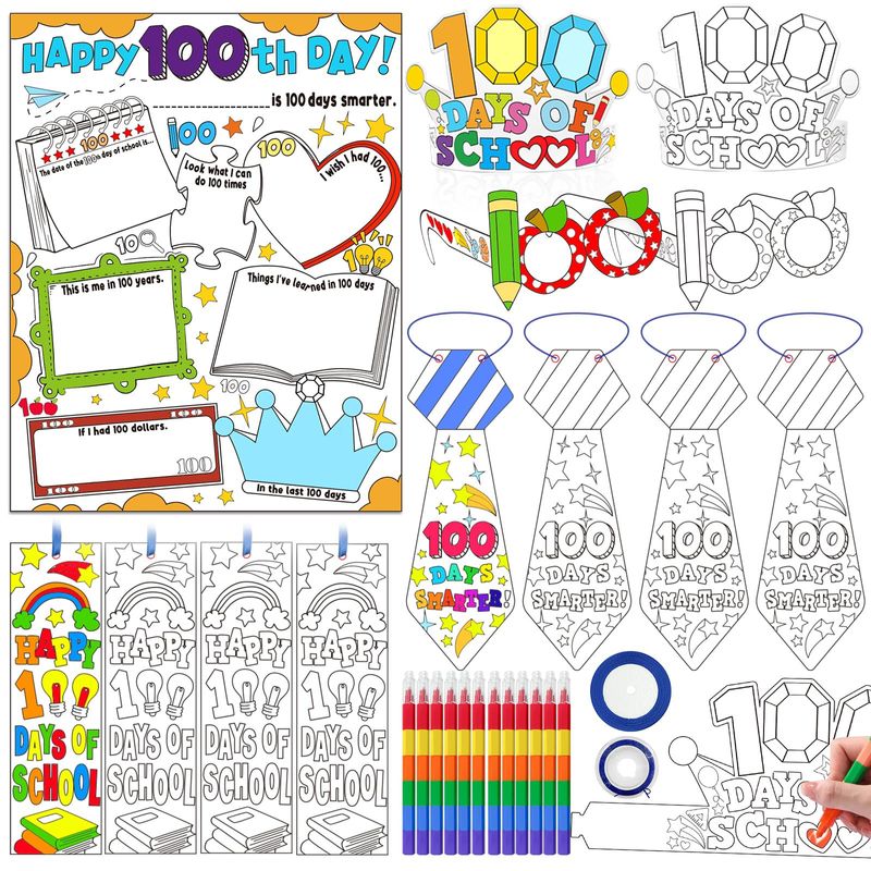 72 PCS 100th Day of School Kit 100 day of school Teacher Favor Set ...