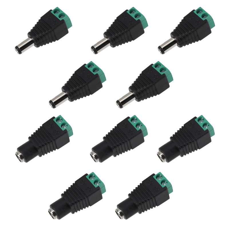 brileze 10 Pack 5.5 mm X 2.1mm Connector 12V DC Power Male Female ...