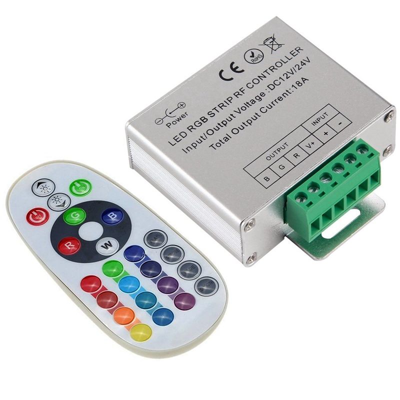 DC 12V-24V 18A LED Lights Controller 24Key RGB Remote Controller for ...