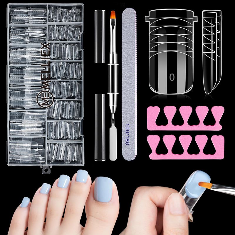 MELLIEX 150 PCS Toe Nail Forms for Extension & Build, Reusable Full ...