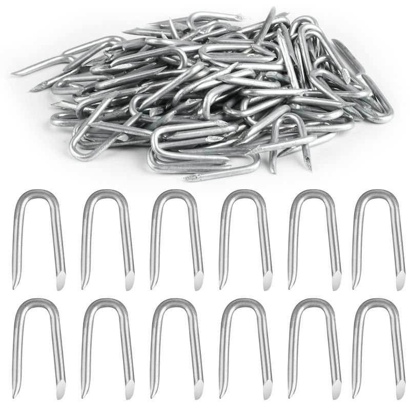 Pack of 120 U Staples U Nails, Steel Cramps, Galvanised U Clamp Nail ...