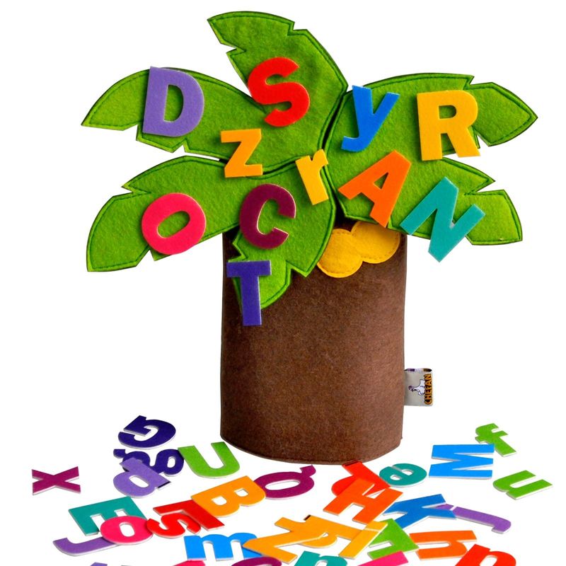 CHEFAN Felt Letter Tree Freestanding Coconut Tree Alphabet Game Set ...