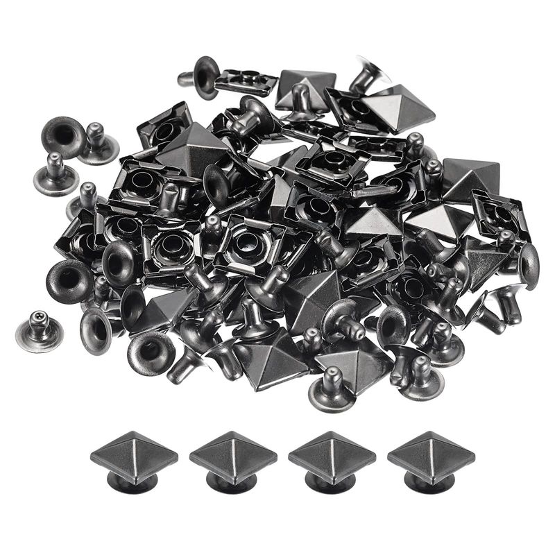 uxcell Rivets 10mm Pyramid Rapid Rivet Studs Square Punk Leather Craft ...
