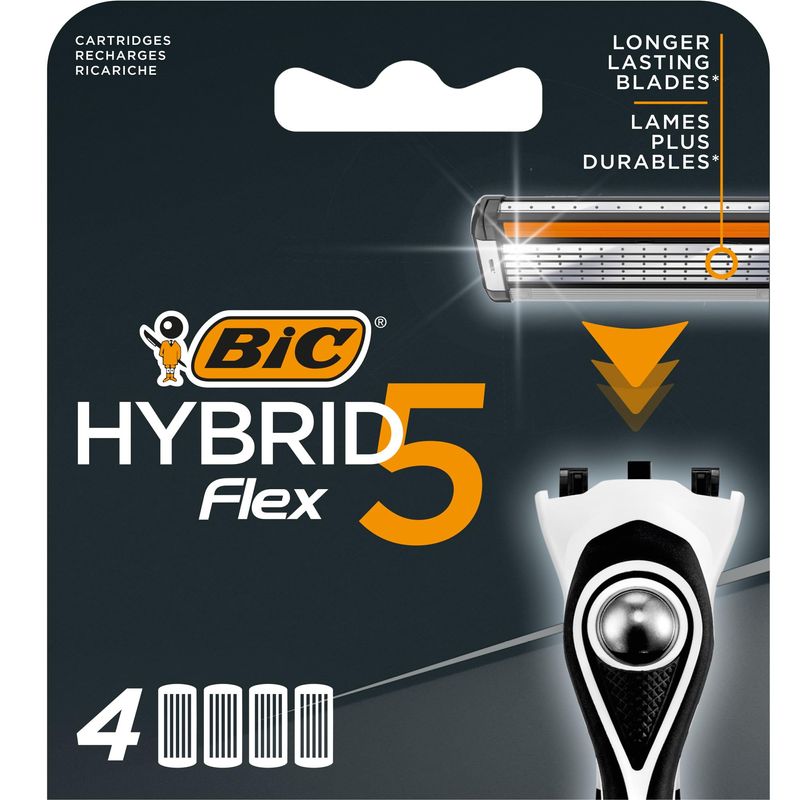 BIC Hybrid 5 Flex Men's Shaver Refills with 5 Moveable Nano-Tech ...
