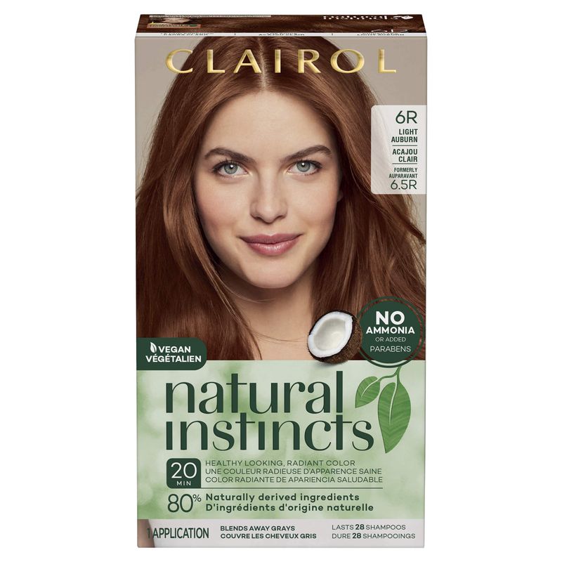 Clairol Natural Instincts Demi-Permanent Hair Dye, 6R Light Auburn Hair ...