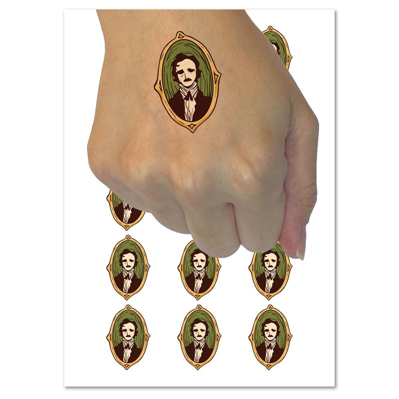 Edgar Allen Poe Vintage Victorian Portrait Temporary Tattoo Water ...