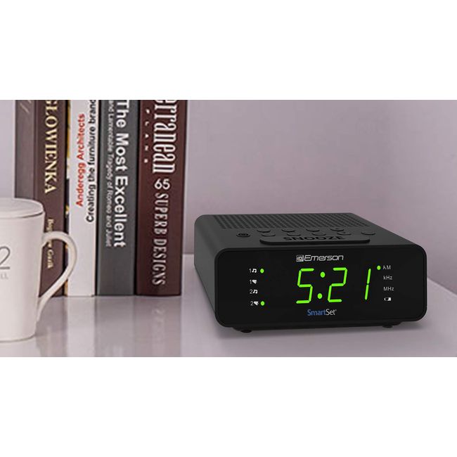 Emerson Radio Smart Set Alarm Clock With AM/FM Radio,, 40% OFF