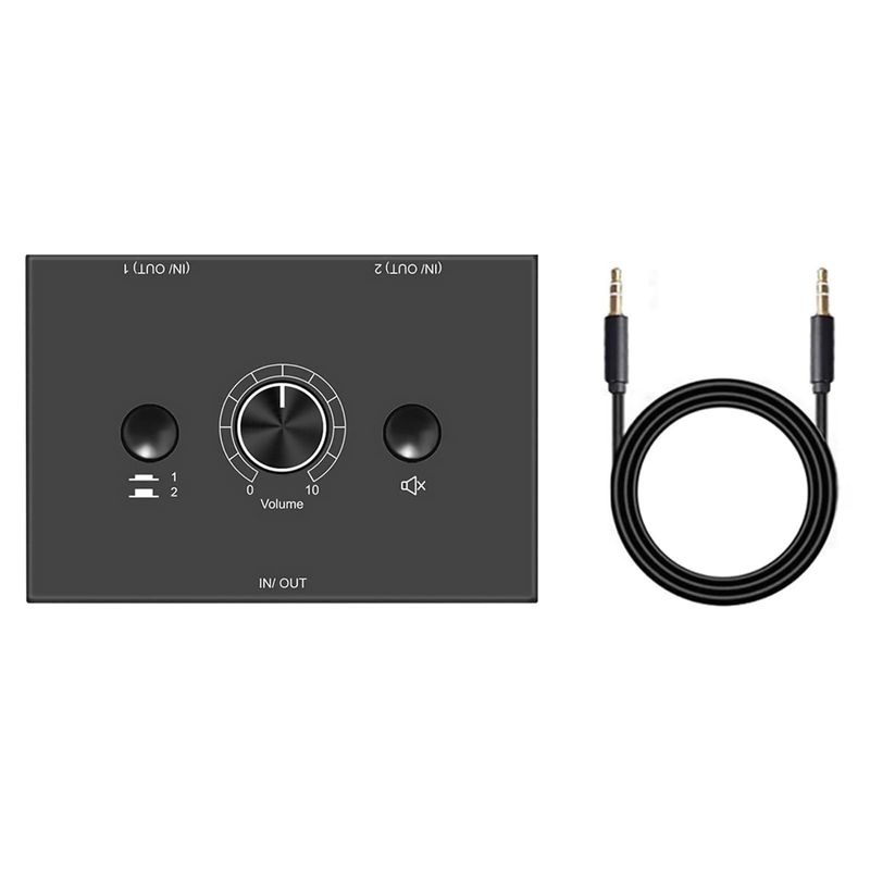 2 in 1 out 2 port 3.5mm stereo audio switch, two-way audio switcher ...