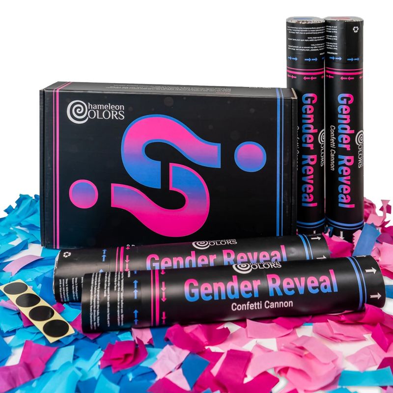 Chameleon Colors Gender Reveal Confetti Cannons - 2 Pink & 2 Blue ...