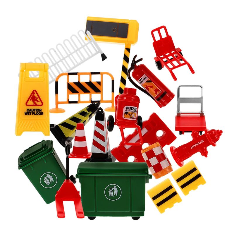 NIYANGLE 19pcs Miniature Traffic Model Signs Toys Traffic Cones Street ...