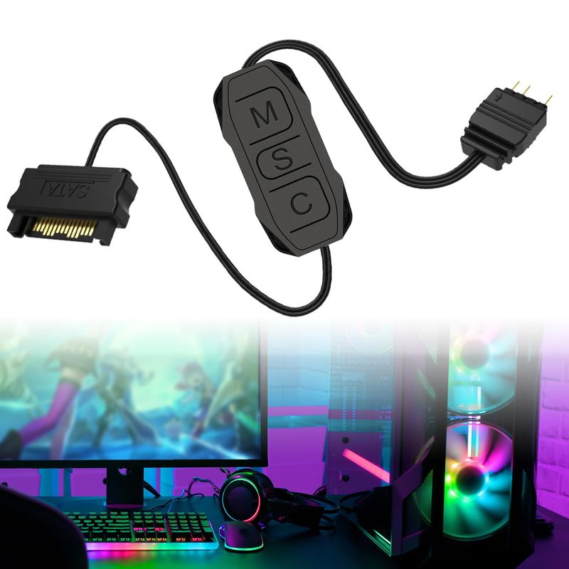 5V 3PIN ARGB Controller SATA Power Supply Built-in Light Modes 15-pin ...