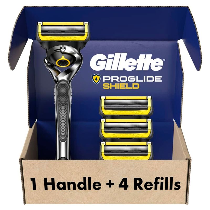 Gillette ProGlide Shield Razor for Men, 1 Gillette Razor, 4 Razor Blade Refills, Shields Against ...
