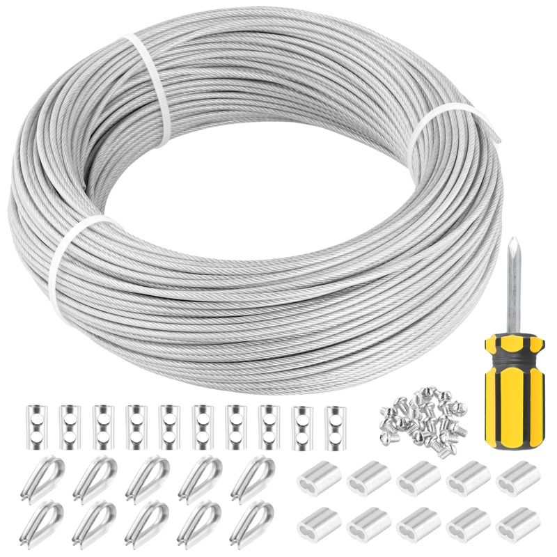 NAMYEUT 70 m Steel Cable Coated 2 mm Wire Rope, 304 Stainless Steel ...