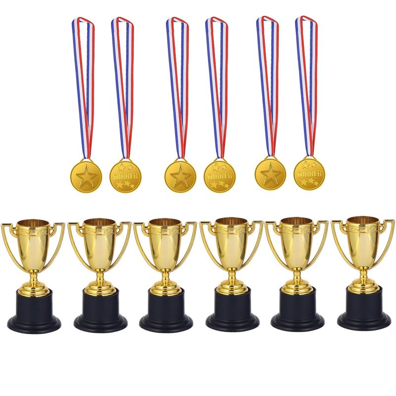 Mini Trophies, Medals, Trophy Cup, 12-Piece Mini Trophies and Golden ...