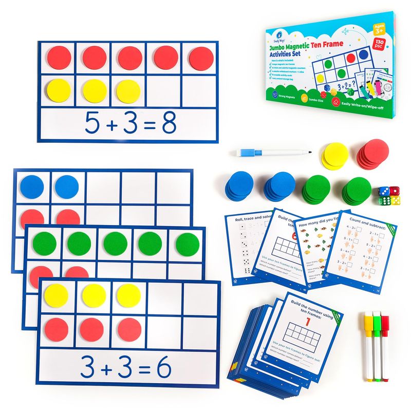 130 PCS Jumbo Magnetic Ten Frame Set, Ten Frames Class Set, Math ...