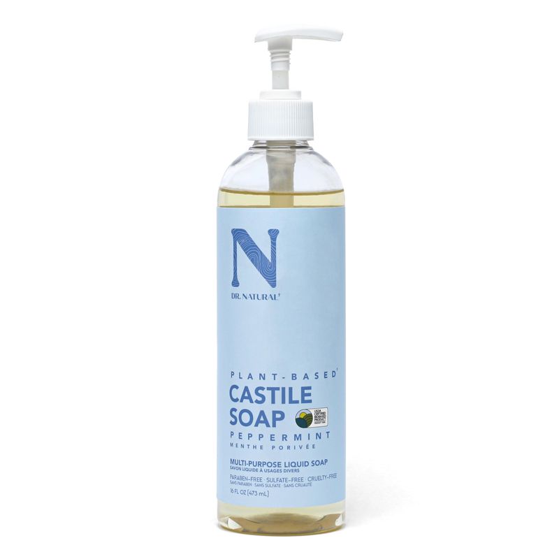 Dr. Natural Castile Liquid Soap, Peppermint, 16 oz - Plant-Based - Made ...