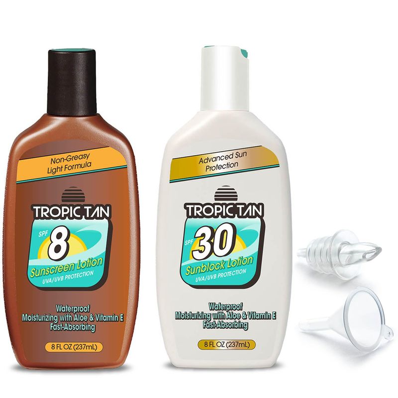 GoPong Tropic Tan Sunscreen Bottle Flask 2 Pack (16 oz Total) - Hidden ...