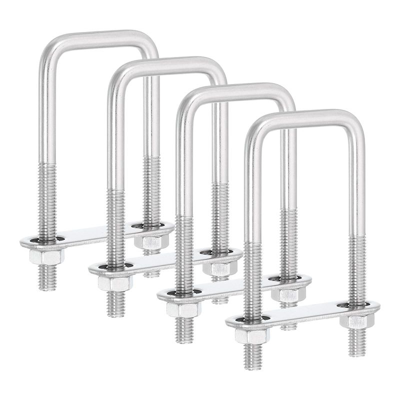 sourcing map 4Sets 304 Stainless Steel Square U-Bolts, 1.65" (42mm ...