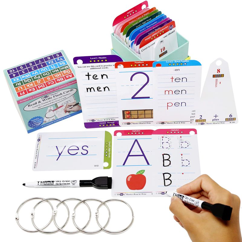 THINK2MASTER Premium 186 Laminated Alphabet, Sight Words & Phonics ...