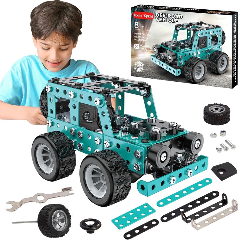 Jixin Xyzhi Erector Sets Stem Assembly Metal 3-D Puzzle Off-Road Model Car Building Kit ...